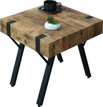 Mendler Beistelltisch HWC-L54, Kaffeetisch Nachttisch Loungetisch Couchtisch, Metall MDF 50x50x50cm - dunkle Wildeiche