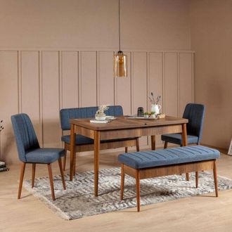Pier Import Banc dentr&eacute;e avec rangement en tissu bleu 110 cm ROSARIO