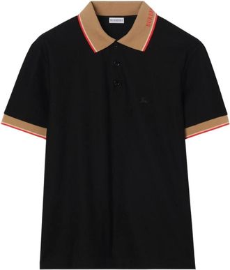 Burberry Polo &agrave; logo brod&eacute; - Homme - Tops - Noir - Taille: 2XL