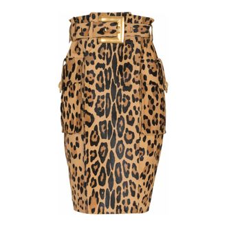 Balmain Leder-Midirock im Ponyskin-Stil mit Leopardenmuster - - Skirts - Damen - Braun - M