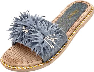 Linea Scarpa Badeschuhe Pisa - Badepantolette f&uuml;r Frauen mit floralem Dekor - f&auml;llt klein aus - grau, 41