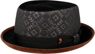 Alfonso d'Este Chapeau en Tissu Daluno Pork Pied´Este Homme - Made in Italy Fedora avec Doublure, Ruban Gros Grain Automne-Hiver - M (56-57 cm) Noir