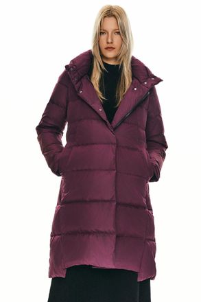 Orolay Damen Daunenmantel Warm Winter Jacke mit Kapuze Stilvoll Dunkelrot XXL