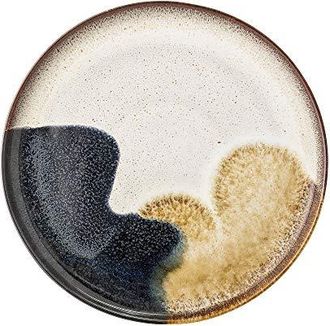 Bloomingville Teller Jules, naturfarben gelb braun blau, Keramik, 28 cm