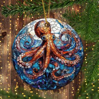 Generic K&uuml;stenkraken, Meerestiere Kraken Weihnachtsbaum Deko Keramik Weihnachtsdeko Mit Schnur H&auml;ngende Ornamente
