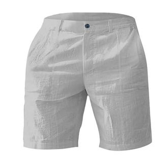 Generic Short en lin pour homme, taille &eacute;lastique, jambe droite, short chino extensible, d&eacute;contract&eacute;, l&eacute;ger, pour la marche, le travail, le salon, les vacance