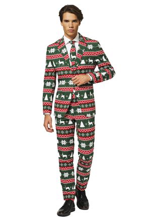 OppoSuits Herren Opposuits Fun Ugly Christmas Suits For Men Festive Green Full Suit: Jacket, Pants & Tie Herrenanzug, Festive Green, 54 EU