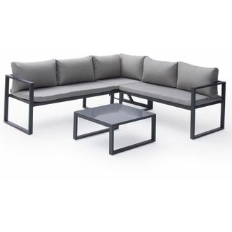 Happy Garden Happy Garden - Salon de jardin modulable ibiza en tissu gris 4 places - aluminium anthracite