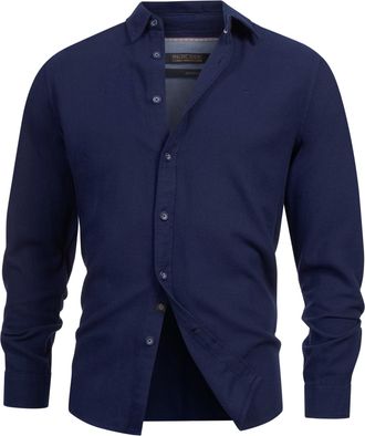 Indicode Herren INGilman Hemd kariert mit Kent-Kragen aus Baumwollmischung | Herrenhemd Männerhemd Navy, XXL