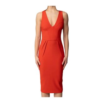 Elisabetta Franchi Femme, Robes, Rouge, Taille: 38 FR Robe Mi-longue &agrave; col en V
