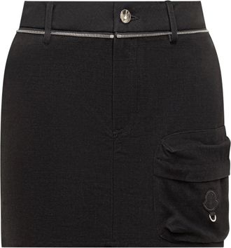 Moncler Femme, Jupes, Noir, Taille: 34 FR Willow Smith Logo Patch Mini Skirt