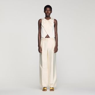 Sandro Top court satin&eacute; &agrave; naud