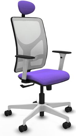 Piqueras y Crespo Schreibtischstuhl, wei&szlig; und lila, mit wei&szlig;en und schwarzen Armlehnen, h&ouml;henverstellbare Lendenwirbelst&uuml;tze und festes Kopfteil, Wei&szlig;/Lila