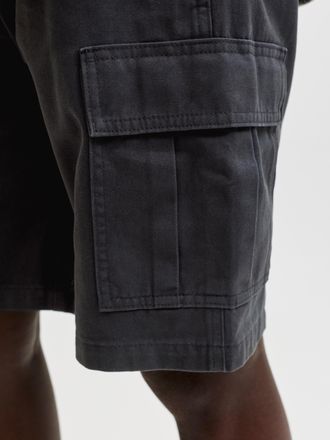Jack & Jones Plus Size Cargoshorts JPSTCOLE HUDSON BELTED CARGO SHORT PLS, Herren, Gr. 42 (4XL), N-Gr, schwarz, Web, Obermaterial: 100% Baumwolle, JACK & JONES PLUSSIZE, uni