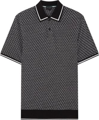 Ted Baker Ss Regular Geo Textured Black Polo Shirt