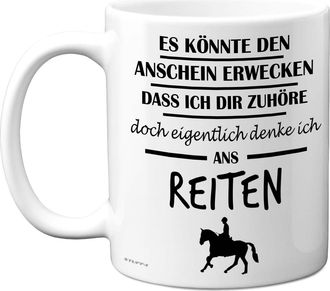 Stuff4 Pferdegeschenke für Frauen und Männer - Eigentlich Denke Ich ans Reiten Tasse - Lustige Reit-Tasse, Geschenke für Pferdeliebhaber, Reitergeschenke, 32