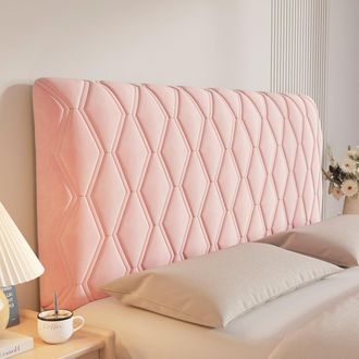 Generic Velours Gepolsterte Kopfteilbezug Für Bett Staubdichte Dehnbare Verdickt Gesteppt Einfarbig Baumwolle Kopfbedeckungen Abdeckung Schutzhülle Für 150/16