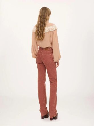 Chlo&eacute; Womens Jean En Denim De Coton Teint Crimson Brown