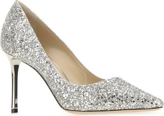 Jimmy Choo London Womens Embellished Leather Roma 85 Pumps Champagne Scarpe Con Tacco High Heel Shoes