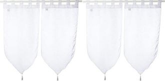 Douceur d'Int&eacute;rieur Gardine mit Bommel Lissea, Polyester, Sandfarben, 2 St&uuml;ck, wei&szlig;, 45 x 90 cm (Packung mit 2)