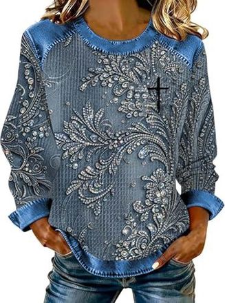 Generic Sweat-shirt ray&eacute; aux couleurs contrast&eacute;es pour femmes, pull d&eacute;contract&eacute; &agrave; manches longues et col rond, tunique confortable &agrave; manches longues, sweatshi