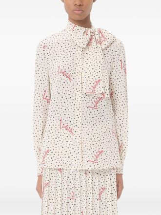 Valentino Plus de Pois Printed Silk Shirt - Beige