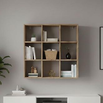 Dmora B&uuml;cherregal Rodrigo, Schrank mit Regalen, B&uuml;robibliothek, 100% Made in Italy, Eiche, 90 x 25 x 90 cm