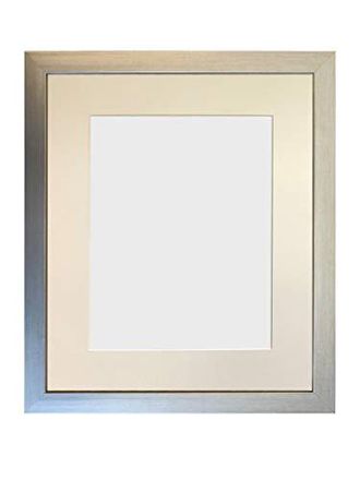 Frames by Post Bilderrahmen mit elfenbeinfarbenem Passepartout, Kunststoffglas, 22,9 x 17,8 cm, Bildgröße 17,8 x 12,7 cm, silberfarben