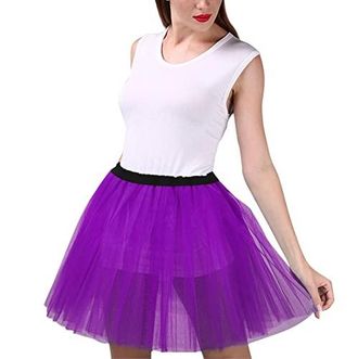 Generic Jupes en tulle pour femme - Jupon de carnaval - Style d&eacute;contract&eacute; - Rave - Ballet - &Eacute;lastique - Jupe &agrave; bulles - Accessoires vintage multicouches, viol