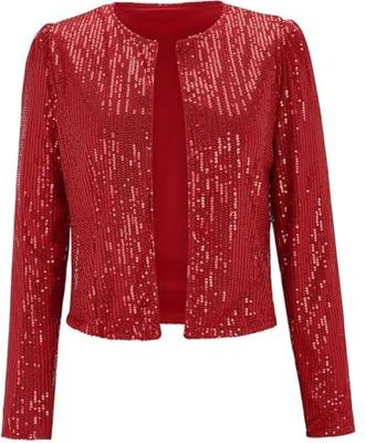 Generic Cardigan d&eacute;contract&eacute; &agrave; paillettes pour femme, Rouge, XL