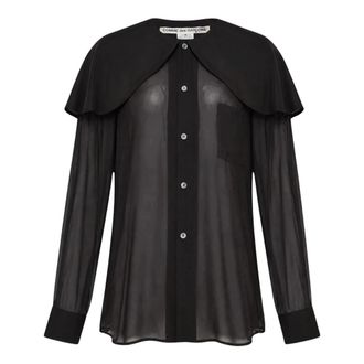 Comme Des Gar&ccedil;ons Transparente Bluse mit Cape-Einsatz - - Blouses & Shirts - Damen - Schwarzk - M