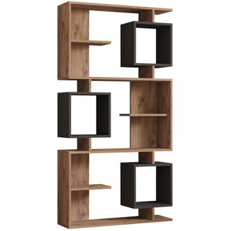 Hanah Home Biblioth&egrave;que en bois Icardi - 90 x 24 x 171 cm - Pin atlantiqueAnthracite