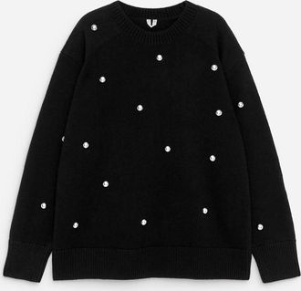 Arket Wollpullover Mit Nieten -Schwarz