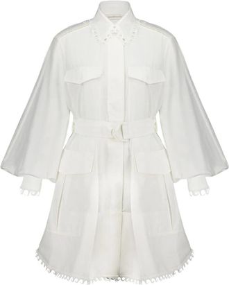 Zimmermann Femme, Robes, Beige, Taille: 36 FR Mini-robe utilitaire ivoire Illuminate