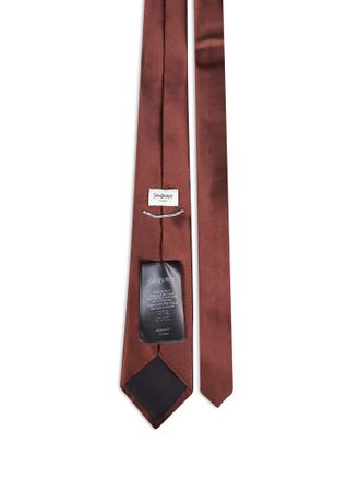 Saint Laurent Mens Tie Silk Satin Copper Brown Ties & Bow