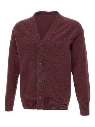 Gran Sasso cardigan nervuré à col v - Rouge