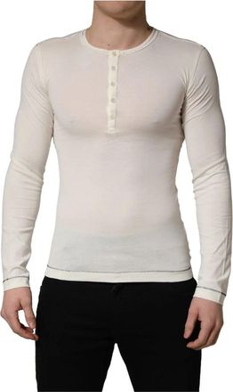 Dolce & Gabbana Homme, Tops, Blanc, Taille: XS Henley Pullover