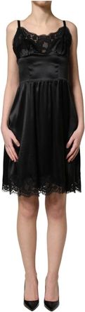 Dolce & Gabbana Femme, Robes, Noir, Taille: 32 FR Mini-robe en satin m&eacute;lang&eacute; de soie et dentelle