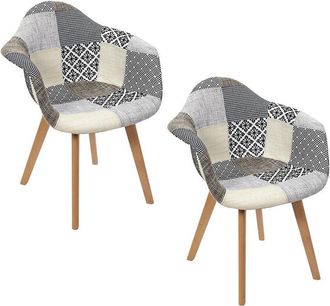 The Home Deco Factory Lot de 2 Fauteuils Salon Patchwork Gris Home Deco Factory