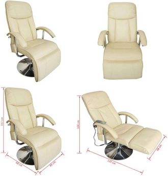 vidaXL Massagesessel Cremewei&szlig; Kunstleder - Massage Stuhl - Entspannungsstuhl - Wellnessstuhl - Elektrischer Massagesessel - Luxussessel - Home & Living
