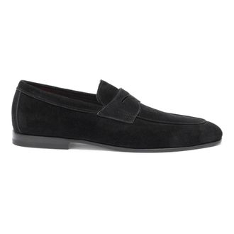 Santoni Herren-Wildleder-Carlo-Slipper - - Shoes - Herren - Schwarzk - 42 1/2 EU