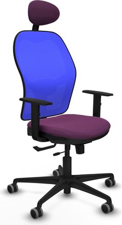 Piqueras y Crespo Schreibtischstuhl mit Rollen, Parkett mit 1D-Armen, h&ouml;henverstellbare Lendenwirbelst&uuml;tze und festes Kopfteil, ausgestattet mit Syncro/Traslack und ein