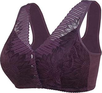 Generic Soutien-gorge 2026 pour femme, sans anneau en acier, couverture compl&egrave;te, boucle avant, sous-v&ecirc;tements absorbants, violet, 68