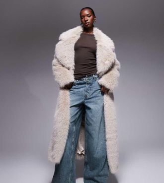 the frolic Exclusivité - The Frolic - Manteau long en fausse fourrure avec col oversize - Beige-Neutre