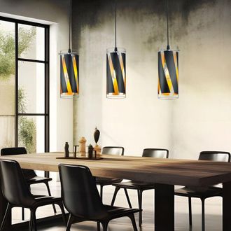 Reality Reality Leuchten - Hänge Pendel Lampe Wohn Ess Zimmer Beleuchtung Glas Decken Leuchte schwarz R30900332