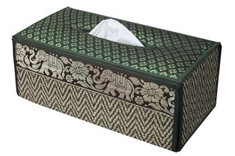 CCCollections Handgefertigte Schutzh&uuml;lle f&uuml;r Taschentuchboxen aus Schilfrohr - umweltfreundliche Materialien (D Gr&uuml;n)