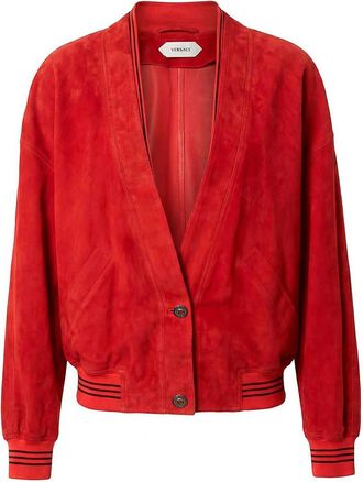 Versace Blouson En Cuir - Rouge