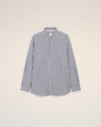 Ami Ami Paris - Chemise large ray&eacute;e bleue en coton col amovible Blanc - Taille : XXS - Unisex