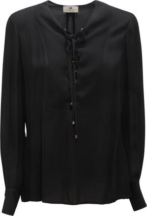 Elisabetta Franchi Femme, Blouses et Chemises, Noir, Taille: 44 FR Blouse Ca-003-51E2
