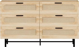 Habitat et Jardin Kommode aus Holz und Rohrgeflecht Harrison - 120 x 40 x 75 cm - Beige